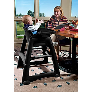 Rubbermaid Commercial Products Sturdy High-Chair, Up to 33lb Weight, Unassembled, Stackable, Black, Fits Under Table for Child/Baby/Toddler