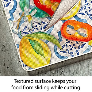 CounterArt Lovely Lemons Decorative 3mm Heat Tolerant Tempered Glass Cutting Board 10” x 8” Manufactured in the USA Dishwasher Safe