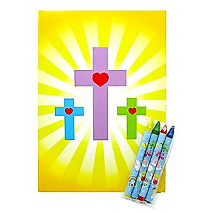 Tiny Mills Christian Religious Coloring Book Set for Kids with 12 Coloring Books and 48 Crayons Favor Bag Filler Sunday School VBS Rewards Basket Fillers Church Carnivals
