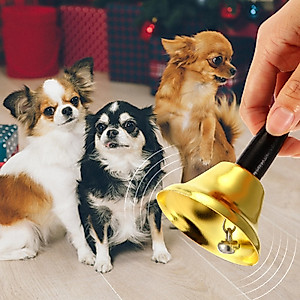 24 Pack Loud Hand Bell Metal Hand Held Bell for Adult Steel Dinner Call Service Wedding Bell with Black Wooden Handle Care for Home Pet Classroom School Church Alarm Food Decor (Gold,2.56'' Wide)