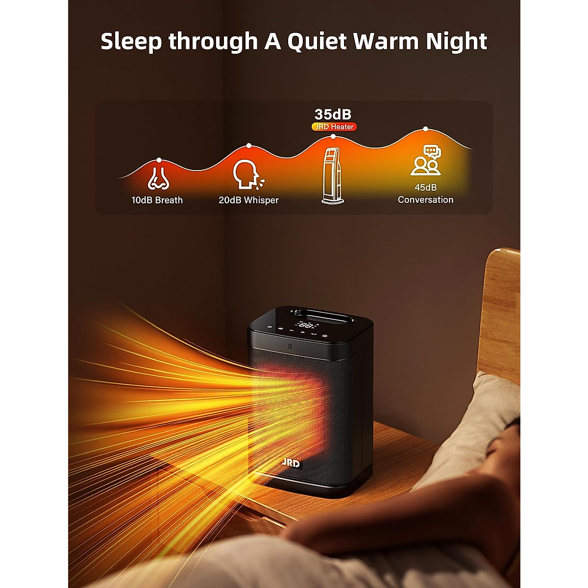 Space Heater Indoor, JRD 1500W PTC Portable Electric Heater with 80°Oscillation, Thermostat, 12h Timer, Fast Heat, Eco Mode, Remote, Small Quiet Safe Room heater Desk Heater for Office Bedroom Home