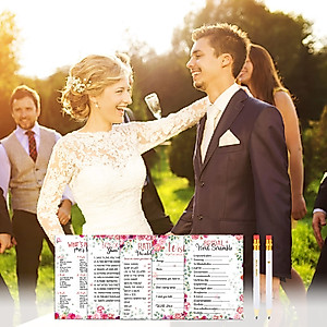 300 Pcs Bridal Shower Games Supplies Include 5 Sets 50 Wedding Games Cards and 50 Pencils, Bridal Shower Decorations Bridal Favors for Guests Bride Groom Bridal Wedding, 50 Guests (Fresh Style)