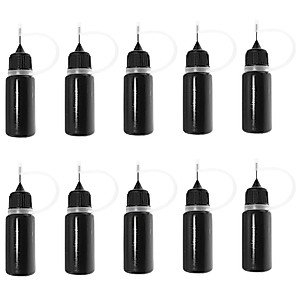Lind Kitchen 10PCS 10ml Metal Needle Plastic Bottle Precision Tip Applicator Bottles Tip Applicator, Black