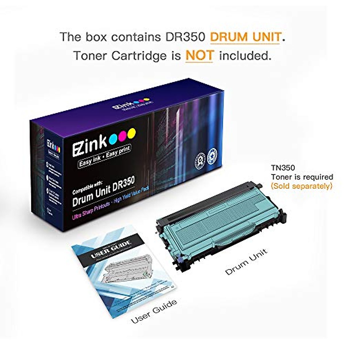 E-Z Ink (TM) Compatible Drum Unit Replacement for Brother DR350 to use with HL-2040 MFC-7420 Intellifax 2820 DCP-7020 HL-2070N MFC-7820N MFC-7220 DCP-7010 Fax-2820 Fax-2920 HL-2030 HL-2070 (1 Pack)