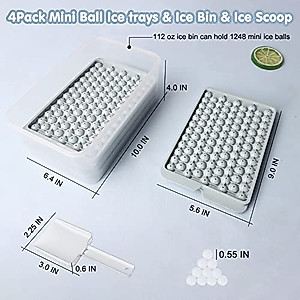 WIBIMEN Mini Ice Cube Trays, Upgraded Small Ice Cube Trays Easy Release, 104x4 PCS Tiny Ice Cube Tray Crushed Ice Tray for Chilling Drinks Coffee Juice(4Pack Blue Ice trays & Ice Bin & Ice Scoop)