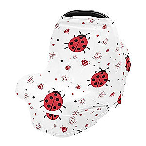 Ladybirds Car Seat Canopy for Babies, Car Seat Cover for Boys Girls, Nursing Cover Breastfeeding Scarf Infant Stroller Cover