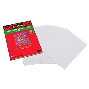 Scotch Self-Seal Laminating Sheets, 50 Sheets, Single Sided, Letter Size (LS854SS-50)