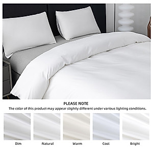 Levoo Cooling Duvet Cover King Size Rayon Derived from Bamboo 400 Thread Count Soft Silky 3Pcs Comforter Cover Set with 1 Duvet Cover and 2 Pillowcases No Insert (King, White)