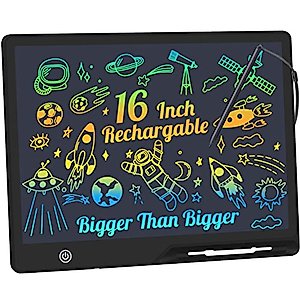 LCD Writing Tablet,16 Inch Colorful Screen Rechargeable Doodle Board Toddler Educational Toys for 3 4 5 6 Years Old Boys Girls Reusable Portable Drawing Tablet Christmas Toys Gifts for Kids (Black)