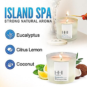 All-Natural Scented Soy Relaxation Candle | Island Spa Candle | A Fresh Blend of Eucalyptus and Citrus | Large Eight Ounce Single Wick Spa Candles | Long Burn time | HHI Candles
