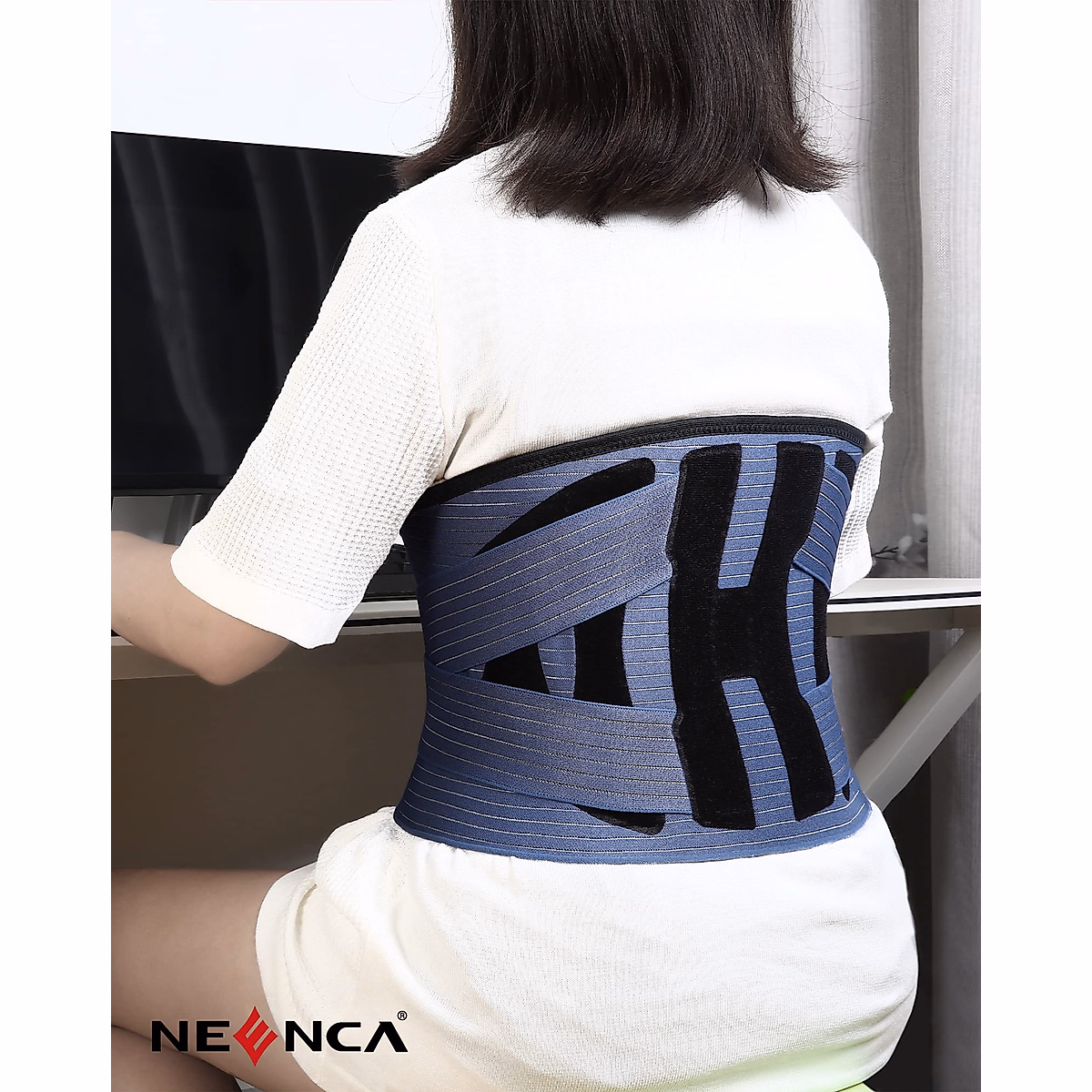NEENCA Back Support Brace, Adjustable Lumbar Support for Pain Relief of Back/Lumbar/Waist, Waist Wrap with Spring Stabilizers for Injury, Herniated Disc,Sciatica, Scoliosis and more - FSA/HSA APPROVED