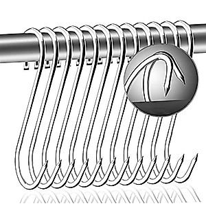 ARTOYS Meat Hooks 3''(10Pack), SUS304 Stainless Steel Butcher Hook Smoking Hooks, Meat Processing for Hanging, Drying, BBQ, Grilling Sausage Chicken Beef Hook Tool