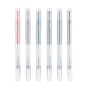 Erin Condren Colorful Marker Gem Dual-Ink/Dual-Tip Markers 6-pack | 6 Pens, 12 Highlight and Jewel-Tone Colors in Chisel Tip Highlighter and Fine Tip Pen | Design