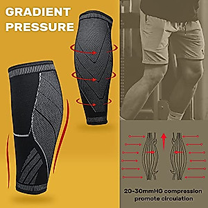 Calf Compression Sleeve Men-2 Pack Shin Splint Compression Sleeve - Lower Leg Compression Sleeve for Basketball Football Running Varicose Vein