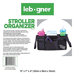 lebogner Luxury Stroller Organizer, Stroller Accessories, Universal Black Baby Diaper Stroller Bag, Stroller Cup Holder, Fits Most Strollers.