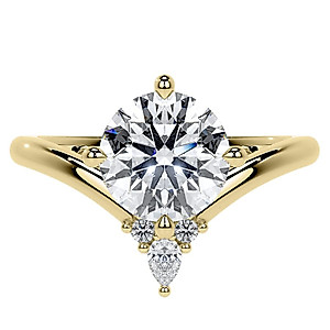 10K Solid Yellow Gold Handmade Engagement Ring 2.50 CT Round Cut Moissanite Diamond Solitaire Wedding/Bridal Ring Set for Women/Her, Fancy Ring Gifts for Her