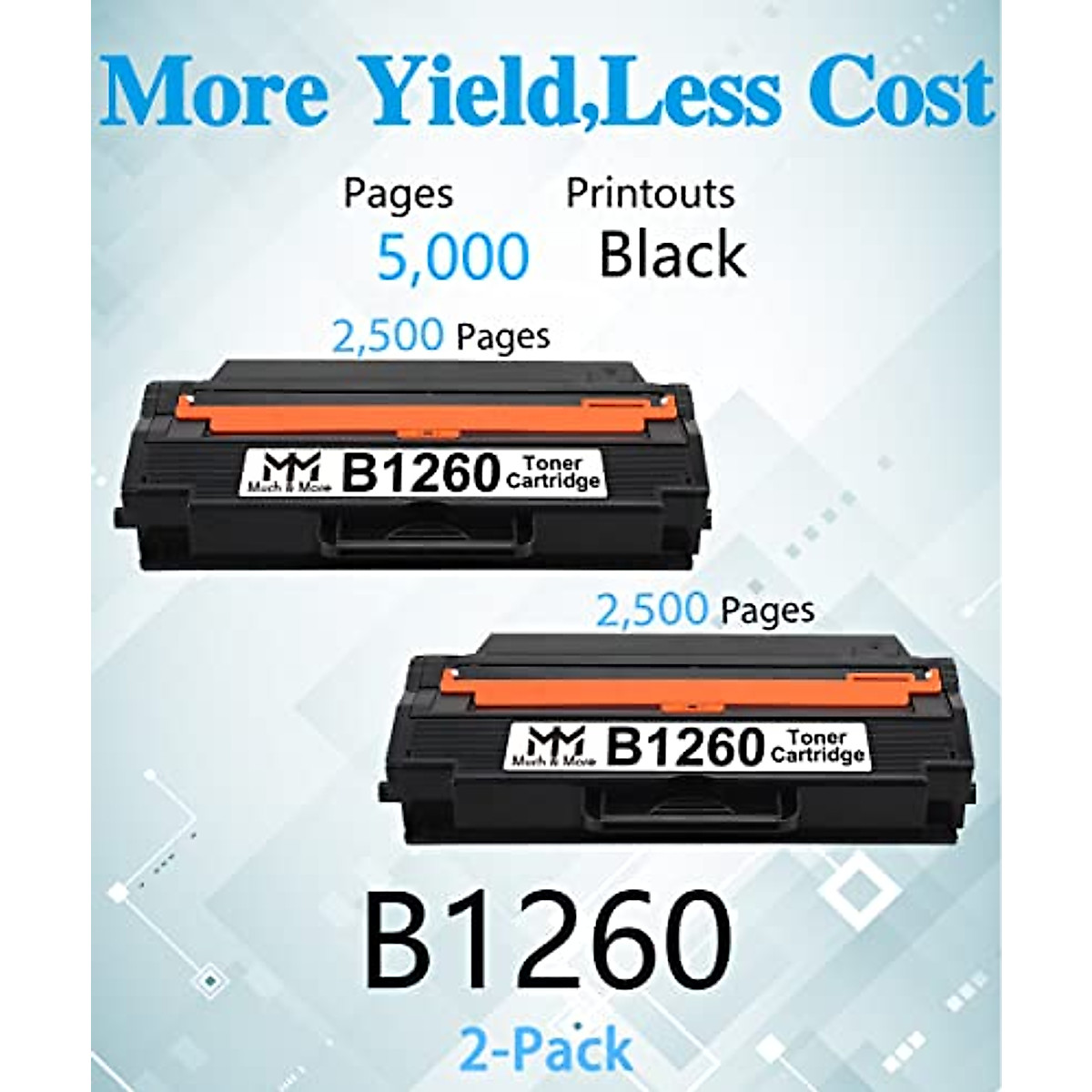 MM MUCH & MORE Compatible Toner Cartridge Replacement for Dell 1260 Dell 331-7328 RWXNT Used for Dell B1260dn B1260 B1265dn B1265dnf B1265dfw Series Printers (2-Pack, Black)