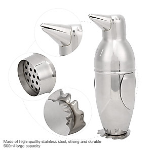Penguins Cocktail Shaker,500ml Food Grade Stainless Steel Martini Mixer Built in Strainer Professional Bartending Tools for Home Bar