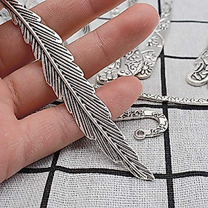 HOSTK 10pc Silver Metal Bookmark Hairpin Hook Carved Antique Vintage with Pendant Jewellery Making Mermaid Souvenirs Plain Embossed