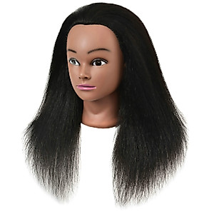 RYHAIR Mannequin Head with Human Hair for Hairdresser Training Braiding Styling Manikin Cosmetology Makeup Manican Doll Display Practice with Stand