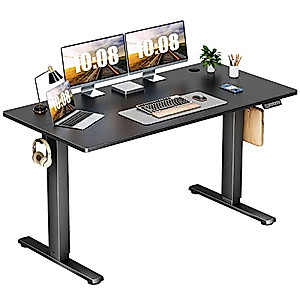 Electric Standing Desk - Height Adjustable Desk, 55 x 24 Inches Ergonomic Stand up Desk with Memory Preset, Sit Stand Computer Home Office Desk Standing Table with T-Shaped Metal Bracket, Black