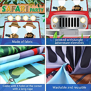 Jungle Photo Prop, Large Fabric Jungle Adventure Photo Door Banner Background, Funny Jungle Games Supplies for Jungle Party Decorations, 59 x 39.4 Inch