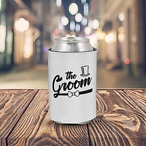 Shop4Ever The Groom and The Groom’s Crew Bow Tie Top Hat Can Coolie ~ Wedding Bachelor Party Beer Can Sleeve Coolers ~ (Crew Hat, 6 Pk)