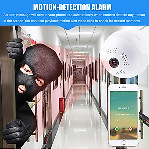 WiFi Bulb Camera 360 Degree Panoramic, COSULAN Security Camera Light, 960P HD Surveillance Light Camera with Motion Detection/Foodlight Night Vision/Cloud & SD Card Storage/Alert events/V380 APP&PC/C9