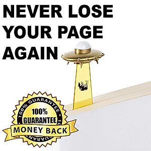 Bookmarks from Outer Space | Novelty UFO Book Mark | Fun Page Marker | Page Keeper | Book Holder | Page Holder Clip | Reading, Travelling | Gift for Book Lover, Reader (Gold)