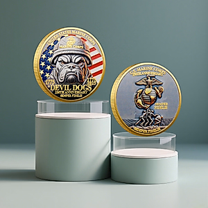 250th Anniversary US Marine Corps Commemorative Coin, Double-Sided USMC Challenge Coin, Military Commemorative Coins, Military Collectible & Veteran Gift (6PCS)