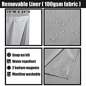 Barossa Design Cotton Blend Waffle Weave Shower Curtain with Snap-in Fabric Liner, Hotel Luxury Spa, Mesh Window Top, Machine Washable, Lake Wanaka Gray, 71x72 Inches