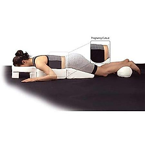 NRG Pregnancy Massage Cushion with Headrest Body Positioning System Full Body Prenatal Pregnancy Face-Down Bolster Cushions - Ideal for Lower Back Pain and After Breast Surgery - Color: White