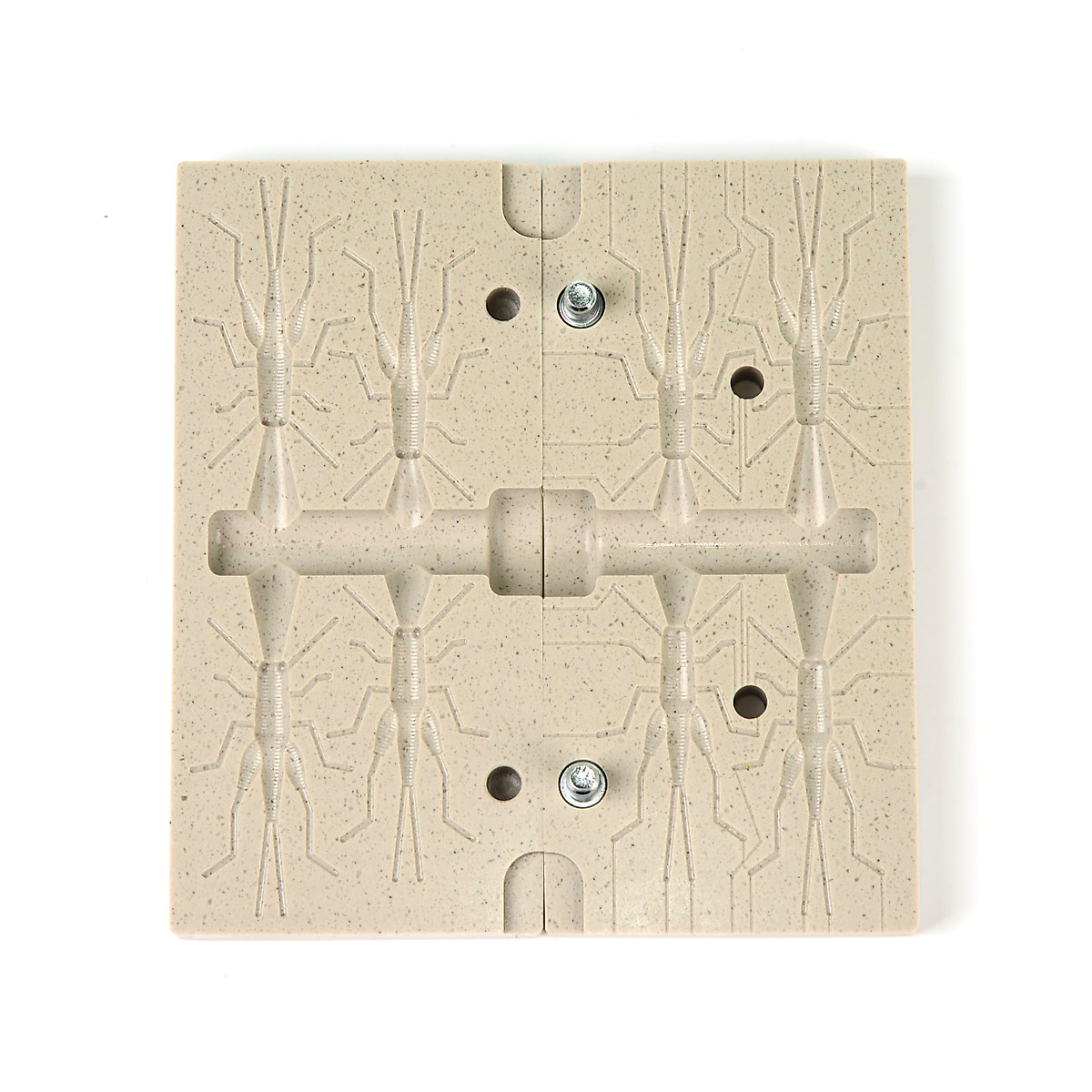 best_nj Four Cavity Lure Mold Soft Plastiс Lure Making Injection Molds for DIY Fishing Lures Grass Hopper 1.5"