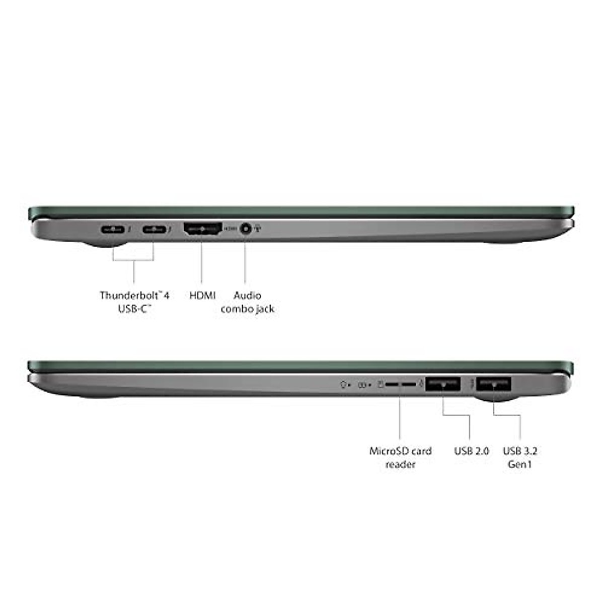 ASUS VivoBook S14 S435 Thin and Light Laptop, 14” FHD Display, Intel Evo platform, i7-1165G7 CPU, 8GB LPDDR4X RAM, 512GB PCIe SSD, Thunderbolt 4, AI noise-cancellation, Deep Green, S435EA-BH71-GR