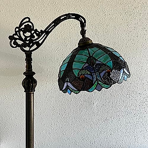 enjoy decor lamps Tiffany Floor Lamp Green Brown Liaison Stained Glass Gooseneck Adjustable LED Bulb Included for Living Room Dining Room Bedroom Office Hotel 63" H
