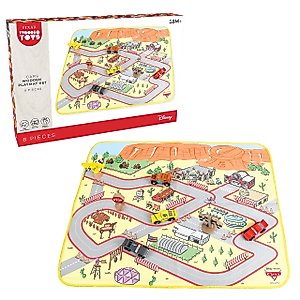 Just Play Disney Wooden Toys Disney Pixar Cars 8-Piece Wooden Blocks and Playmat, Officially Licensed Kids Toys for Ages 18 Month
