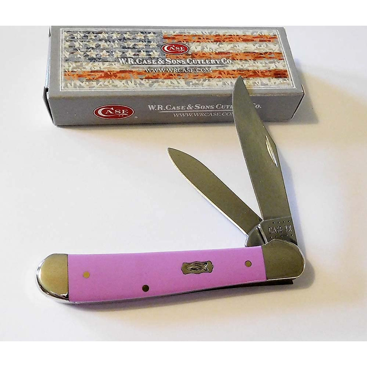 Case XX 39161 Smooth Lilac Synthetic Handle 2 Blade Copperhead W/Ichthus Shield