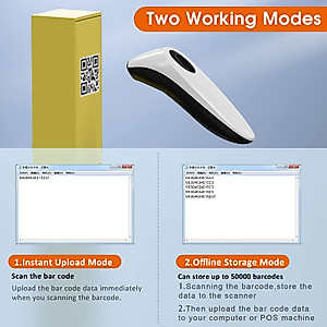 Alacrity 2D Barcode Scanner Wireless & Bluetooth & USB Wired Connection,Connect Smart Phone Tablet PC,QR Image Inventory Bar Code Scanner with Vibration Alert CO-R40BW