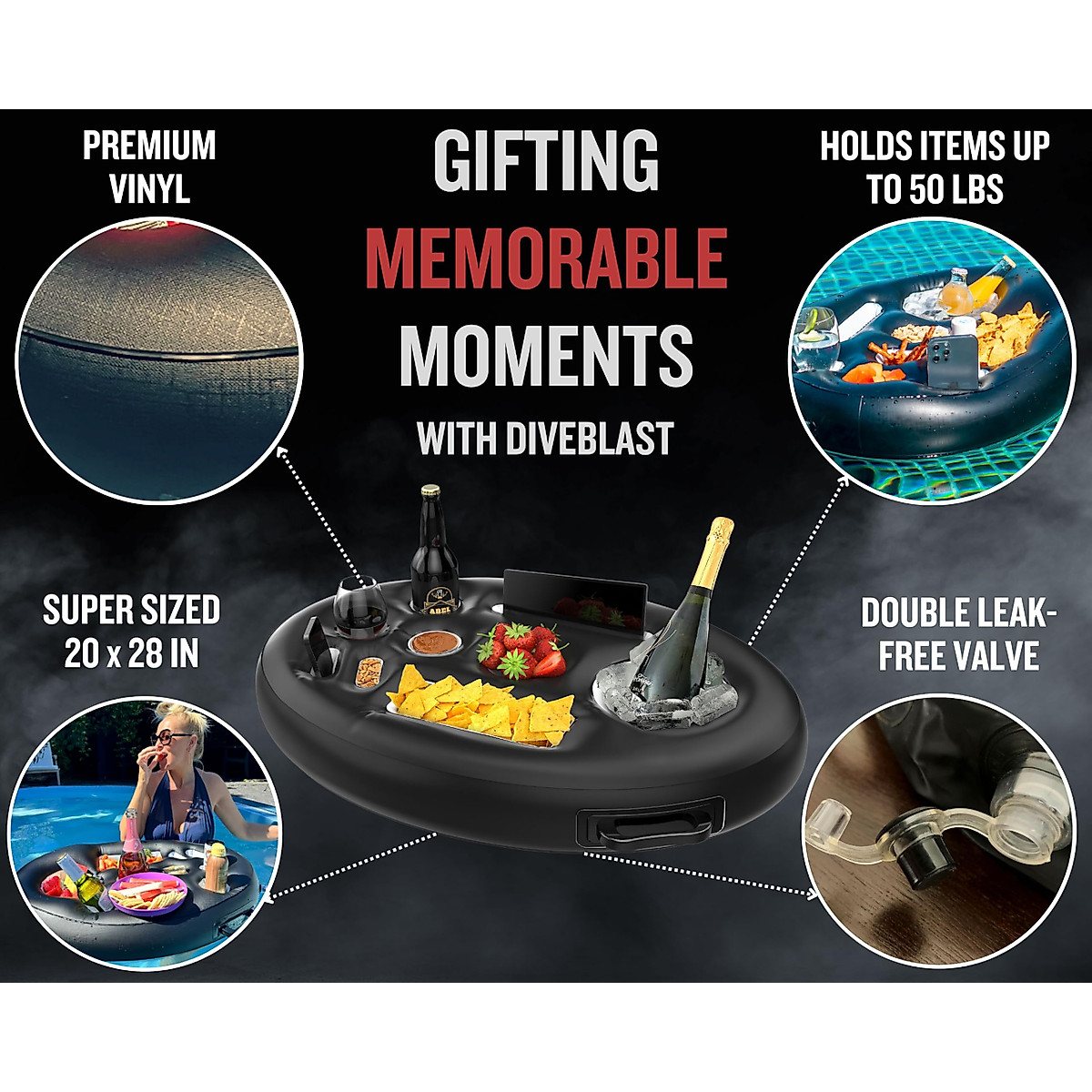 DIVEBLAST: Avocado Floating Drink Holder for Pool, Hot Tub Accessories for Adults - Pool Drink Holder Floats, Swimming Pool Accessories for Adults, Drink Floaties for Pool, Pool Drink Floats (Green)