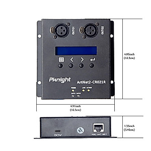 Pknight ArtNet DMX 1024 Ethernet Lighting Controller Interface，2 Universe/Truss Mountable/PoE CR021R