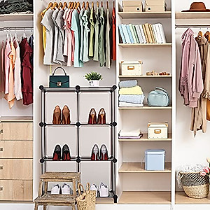 ANWBROAD Cube Storage Organizer 6-Cube Closet Organizers and Storage DIY Modular Plastic Closet Cabinet Book Shelf Cubes Organizer Storage Shelving for Home Bedroom Office Living Room Gray ULCS006H