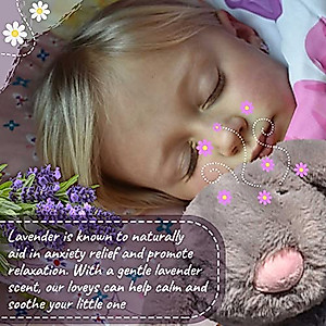 Lovey Microwavable Stuffed Animal - Large lovies for Babies which are heatable Stuffed Animals, Lavender Stuffed Animals micowavable with Removable Lavender Packet, Calming Heating pad Stuffed Animal