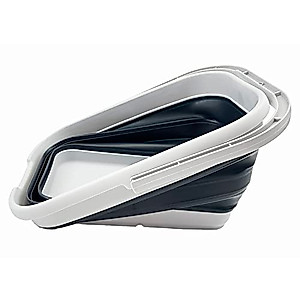 SAMMART 12L (3.1 Gallon) Collapsible Rectangular Handy Basket/Bucket (Slate Grey (Set of 2))