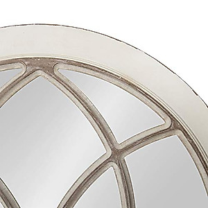 Kate and Laurel NIkoletta Large Classic Wood Windowpane Arch Mirror, 31x44, Distressed Coastal White