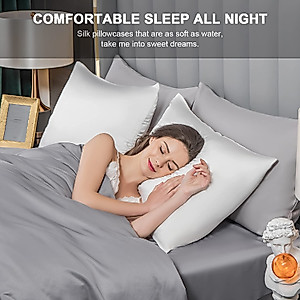 Mulberry Silk Pillowcase for Hair and Skin,Toddler Size Kids Silk Pillow Case with Hidden Zipper,Allergen Proof Dual Sides Soft Breathable Smooth Silk Pillow Cover(Toddler,White)