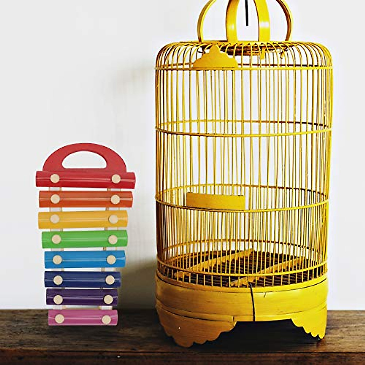 Balacoo 1set Bird Xylophone Toy Parrot Hanging Wood Music Toys Chicken Coop Pecking Toy Parrot Parakeets Molar Tearing Toys for Parrots Parakeets