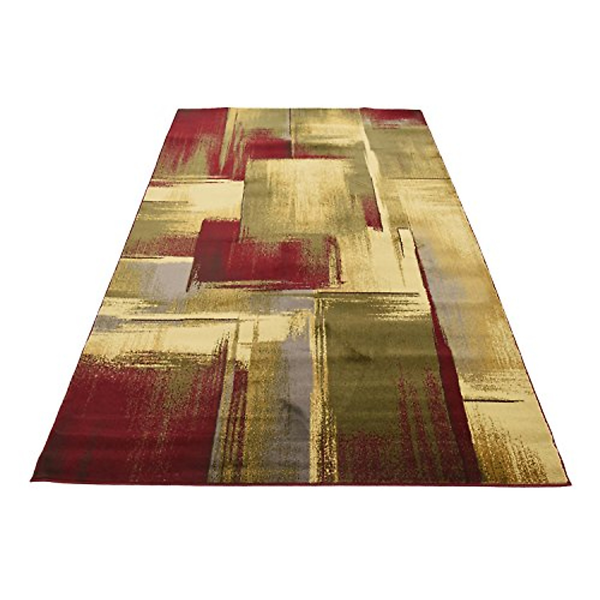 Unique Loom Barista Collection Modern, Abstract, Urban, Distressed, Rustic, Warm Colors Area Rug, 5 ft x 8 ft, Multi/Olive