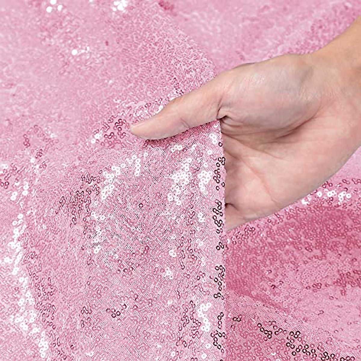 BEDDEB Pink Sequin Backdrop Curtain, 2PCS 2FTx8FT Glitter Backdrop Curtain for Christmas, Birthday, Wedding, Party Decoration