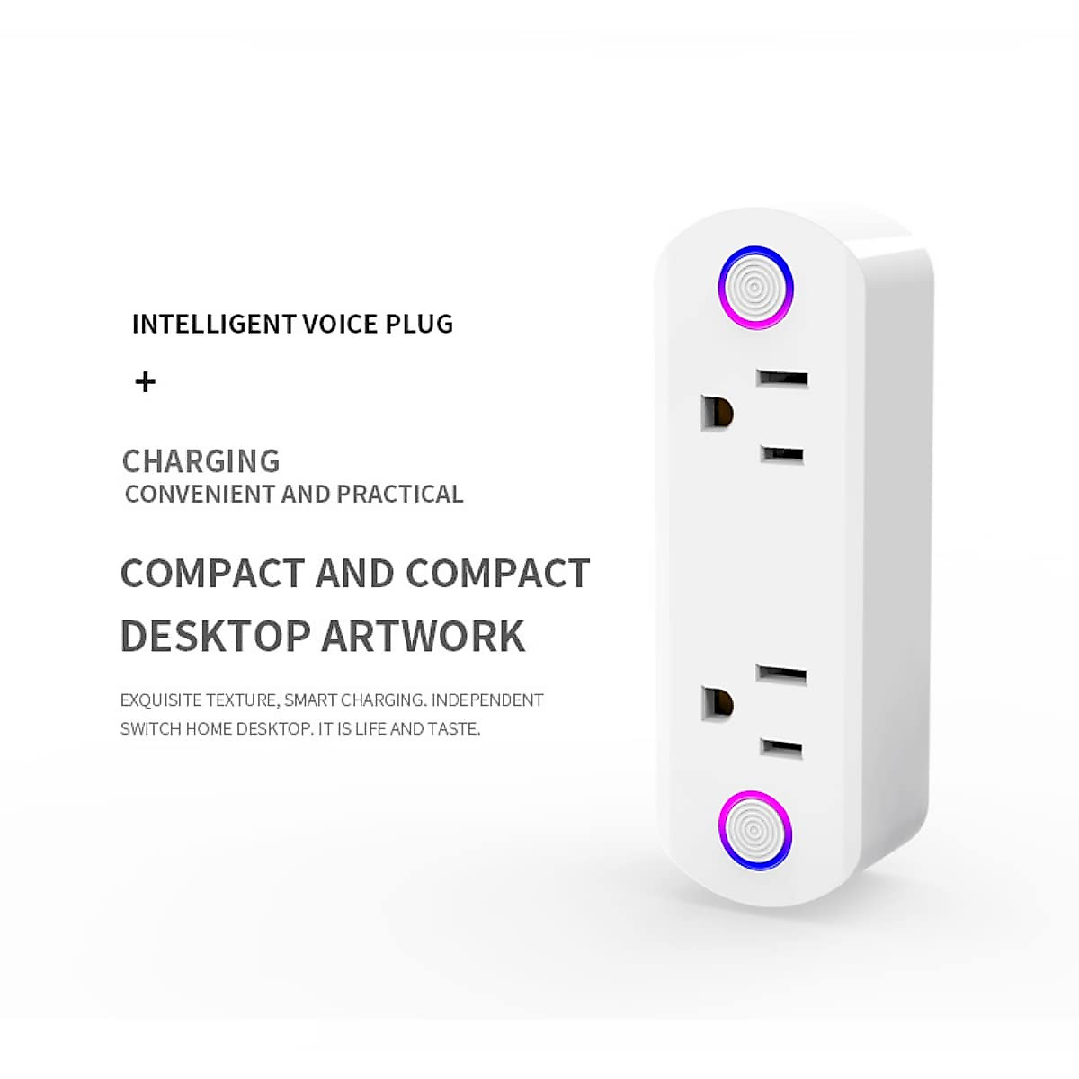 Smart Plug Two Socket with Power Energy Monitoring 16A WiFi Outlet Tuya APP Alexa and Google Home Compatible Wireless Remote Control 2.4GHz Wi Fi Timer White