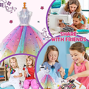 Lorfancy 500+ Fashion Designer Kits for Girls Kids Fashion Sketchbook Drawing Book Design Games Toddler DIY Stickers Stencils Activity Set Design Sketch Book Clothing Sewing Birthday Christmas Gifts